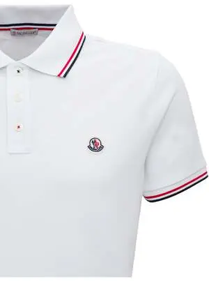 Moncler Polo Shirt With Classic Collar And Logo Embroidery On The Front In Cotton