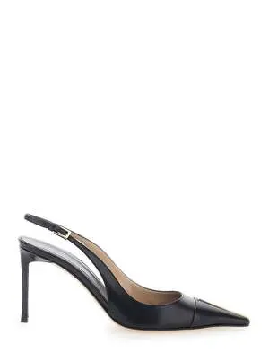 TOM FORD Black Leather Slingback Pumps With T Plate - Multicolor