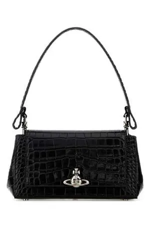 VIVIENNE WESTWOOD Leather Medium Hazel Shoulder Bag - Black