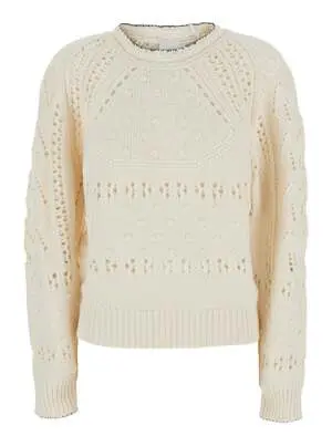 ISABEL MARANT ÉTOILE Isabel Marant Etoile Women 'Luce' White Crewneck With Perforated Design In Wool For Women