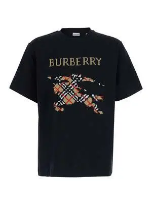 Burberry Ryan' Black T-shirt With Printed Logo On The Front In Cotton - Multicolor
