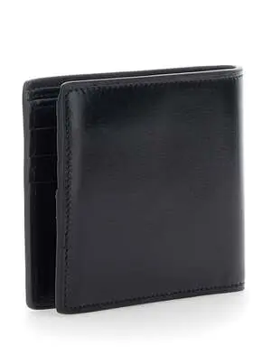 Versace Black Bi-fold Wallet With Logo On The Front In Leather For - Multicolor