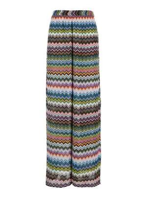 Missoni Pants With Zig Zag Pixel Effect Motif In Lam - Multicolor