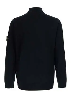 Stone Island Cotton High Neck Sweater With Logo Patch - Multicolor