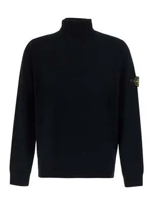 Stone Island Cotton High Neck Sweater With Logo Patch - Multicolor