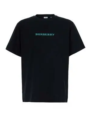 Burberry Burberry Men 'Ryan' Black Tshirt With Logo On The Front And Maxi Logo On The Back In Cotton For Men Multicolor