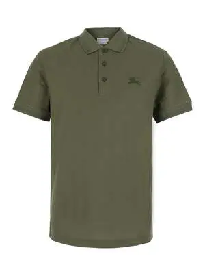 Burberry Eddie Ekd' Green T-shirt With Round Neck And Logo On The Front In Cotton - Multicolor