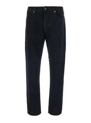 Stone Island Slim Jeans With Logo Patch On The Back In Denim For - Black