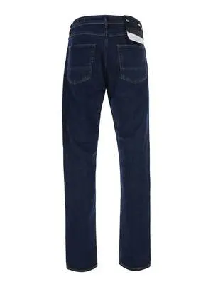 Stone Island Blue Slim Jeans With Logo Patch On The Back In Denim For