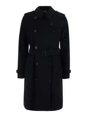 Burberry Kensington Short Double-breasted Trench Coat With Belt - Multicolor