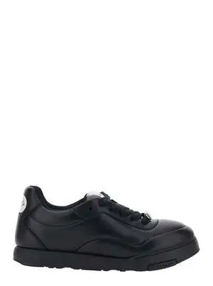Givenchy Black Leather Low Top Sneakers With Logo Detail