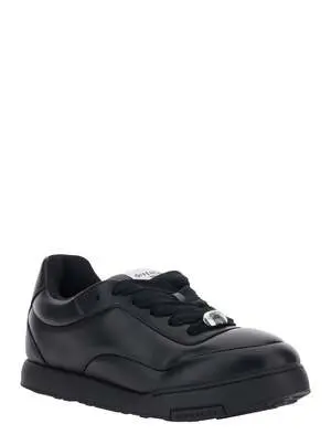 Givenchy Black Leather Low Top Sneakers With Logo Detail