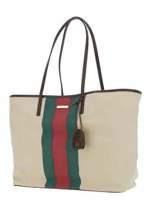 Gucci Canvas Tote With Web Detail - Multicolor