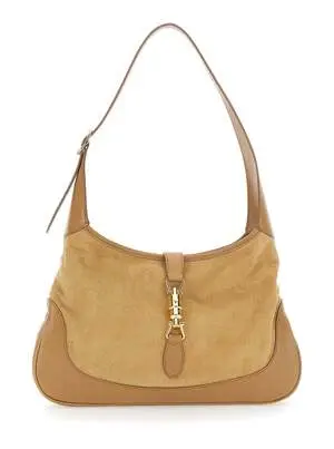 Gucci Jackie 1961 Suede And Leather Shoulder Bag - Cream