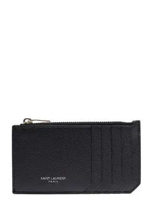 Saint Laurent Man's Leather Card Holder - Black