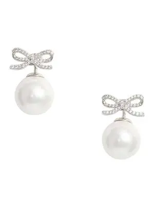 SELF-PORTRAIT Bow And Pearl Drop Earrings - Multicolor