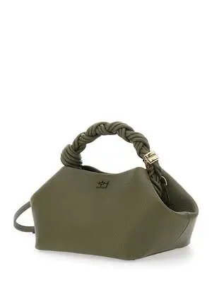 GANNI Bou Small Grained Leather Handbag With Woven Handle - Multicolor