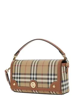 Burberry Beige Cotton Blend Check Motif Handbag