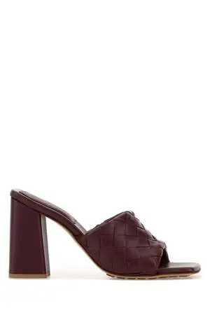 Bottega Veneta Bottega Veneta Nappa Leather Woven Mules Red