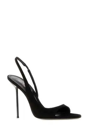 Paris Texas Suede Lidia Slingback Sandals - Black