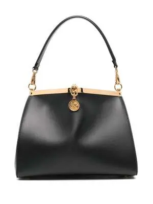 Etro Medium Leather Sailing Tote Bag With Pegasus Detail - Black