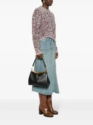 Etro Medium Leather Sailing Tote Bag With Pegasus Detail - Black