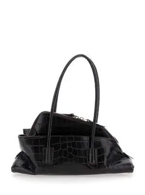 Attico Shoulder Bag 'passeggiata' Small With Asymmetric Design And Two Top Handles In Brown Leather For - Multicolor
