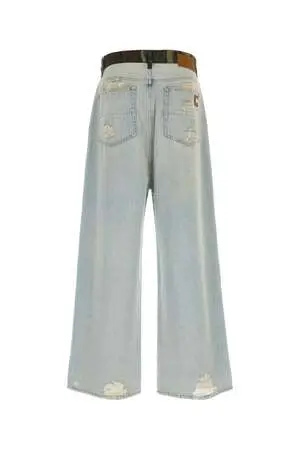Amiri Wide Leg Distressed Jeans - Blue