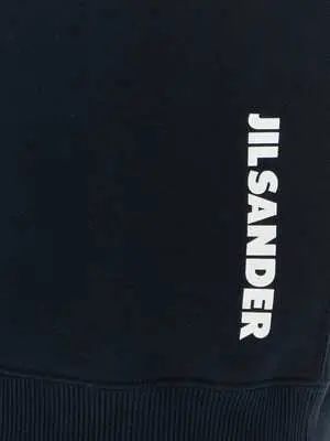 JIL SANDER Cotton Sweatshirt With Drawstring Hood And Logo Detail - Black