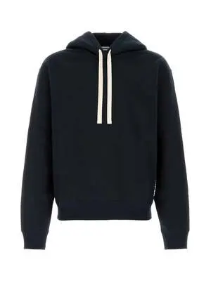 JIL SANDER Cotton Sweatshirt With Drawstring Hood And Logo Detail - Black