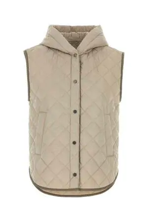 Brunello Cucinelli BRUNELLO CUCINELLI Sleeveless Quilted Jacket With Hood Brown