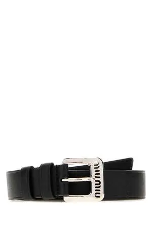 Miu Miu Leather Belt With Silver Metal Finishing