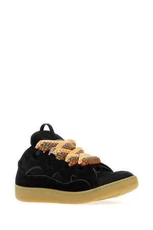 LANVIN Leather And Fabric Curb Sneakers