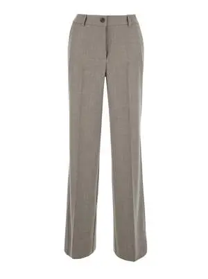 P.a.r.o.s.h Blend Wool Tailored Pants With Belt Loops - Cream