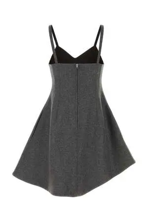 JIL SANDER Dark Grey Wool Mini Dress With Cut-out Detail
