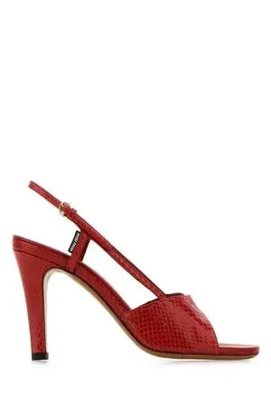 Miu Miu Leather Heeled Sandals - Red