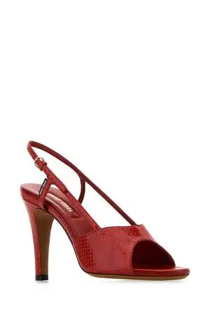 Miu Miu Leather Heeled Sandals - Red