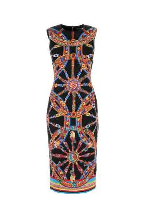 Dolce & Gabbana Printed Viscose And Silk Blend Sheath Dress - Red