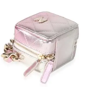 Chanel Lambskin Quilted Coco Punk Clutch With Chain - Metallic