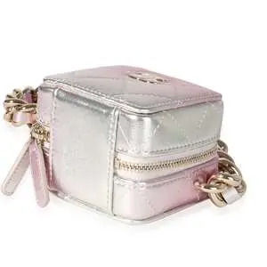 Chanel Lambskin Quilted Coco Punk Clutch With Chain - Metallic