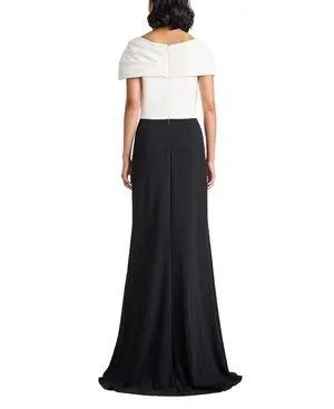 Tadashi Shoji Rafner Twisted Neck Gown - Ivory/black