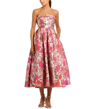 Mac Duggal Floral Brocade A-line Midi Dress