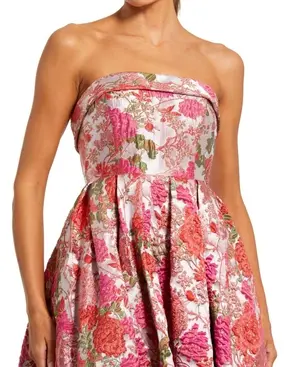 Mac Duggal Floral Brocade A-line Midi Dress