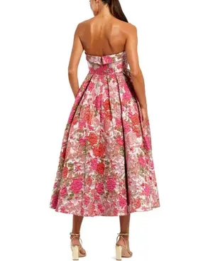 Mac Duggal Floral Brocade A-line Midi Dress