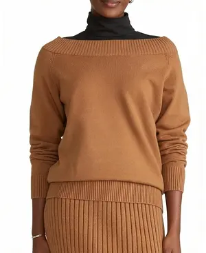 Universal Standard Plus Noomi Cold Shoulder Sweater - Classic Camel