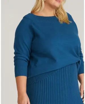 Universal Standard Noomi Cold Shoulder Sweater - Deep Teal