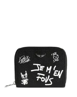Zadig&Voltaire Arty Tag Mini Grained Leather Coin Purse - Black