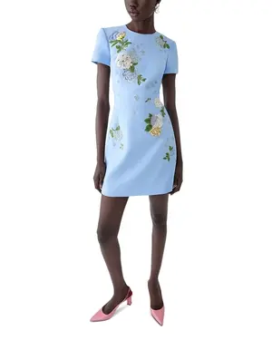 Carolina Herrera Embroidered Back Bow Mini Dress
