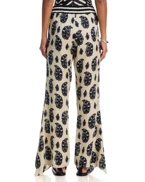 Johanna Ortiz Printed Linen Wide-leg Pants