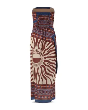 Johanna Ortiz Strapless Printed Ankle Cover-up Dress